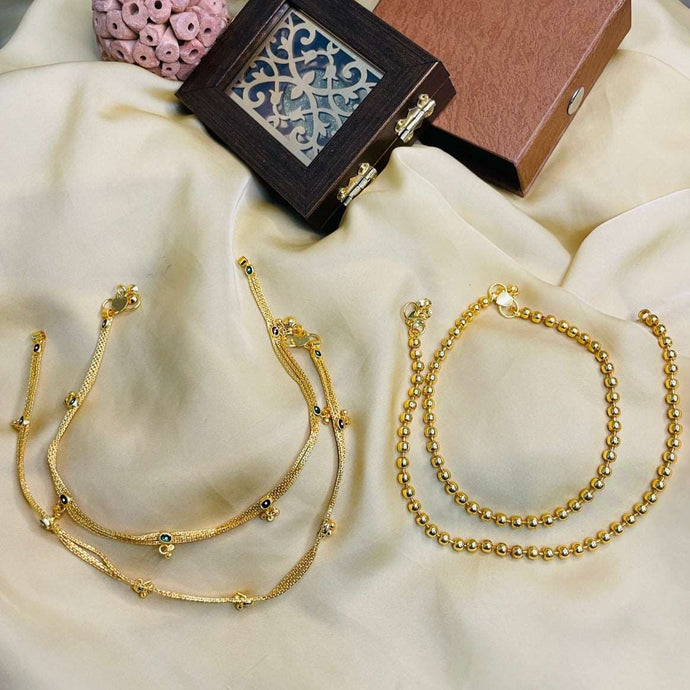 Alluring Gold Plated Anklets Combo – Abdesignsjewellery