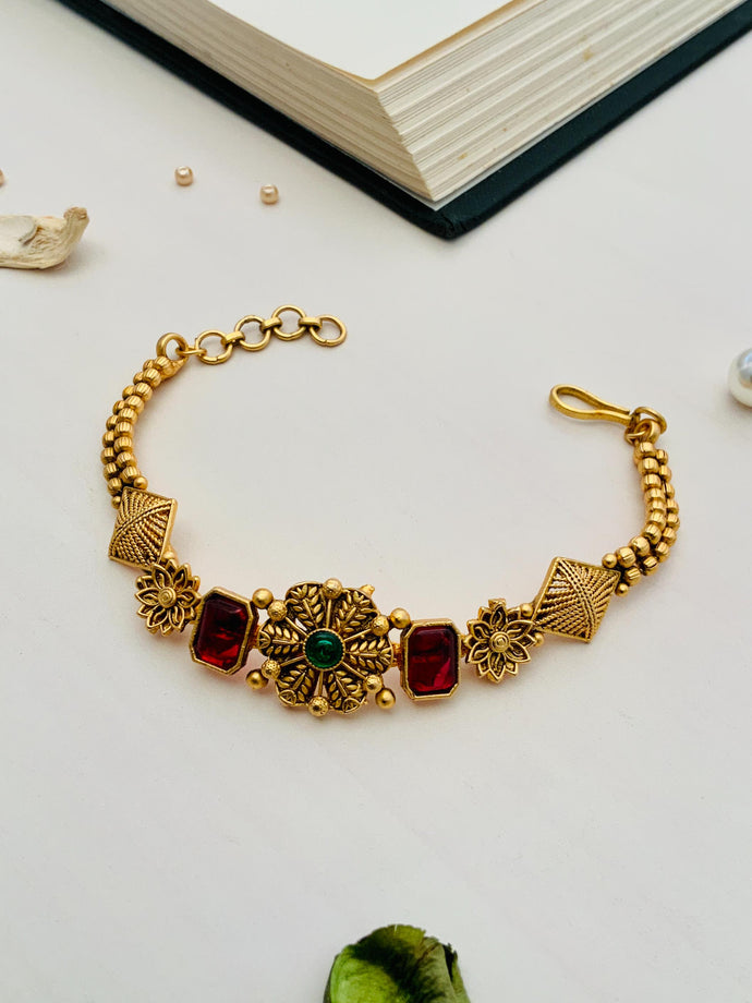 Dazzling Antique Matt Gold Polish Hand Bracelet – Abdesignsjewellery